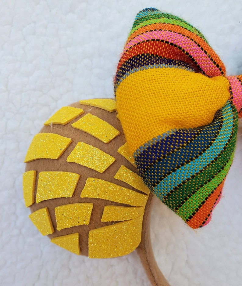 Yellow Concha With Serape Bow Minnie Mouse Ears - Etsy