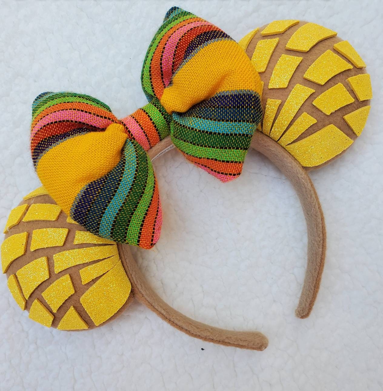 Yellow Concha With Serape Bow Minnie Mouse Ears | Etsy