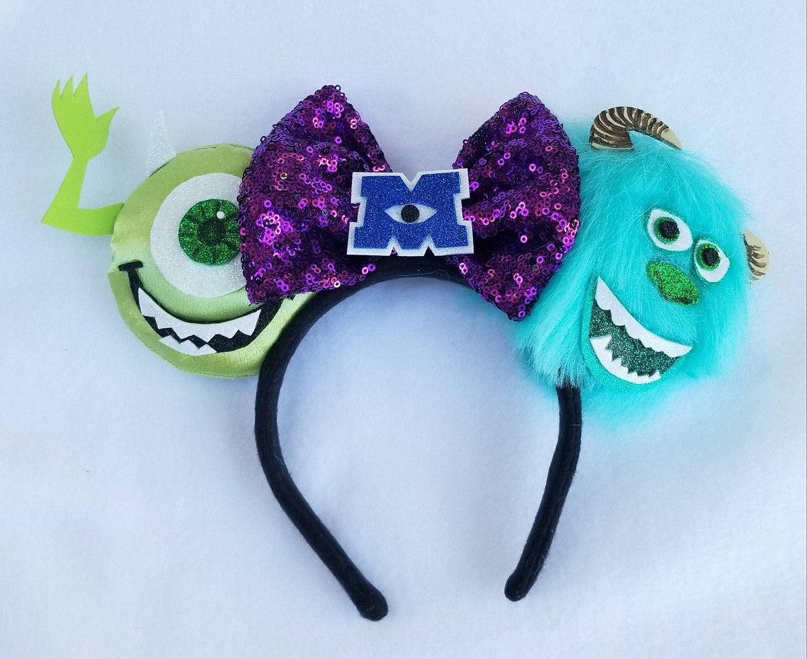 Monsters Inc/ Pixar Fest Inspired Minnie Mouse Ears With Sequins Bow - Etsy
