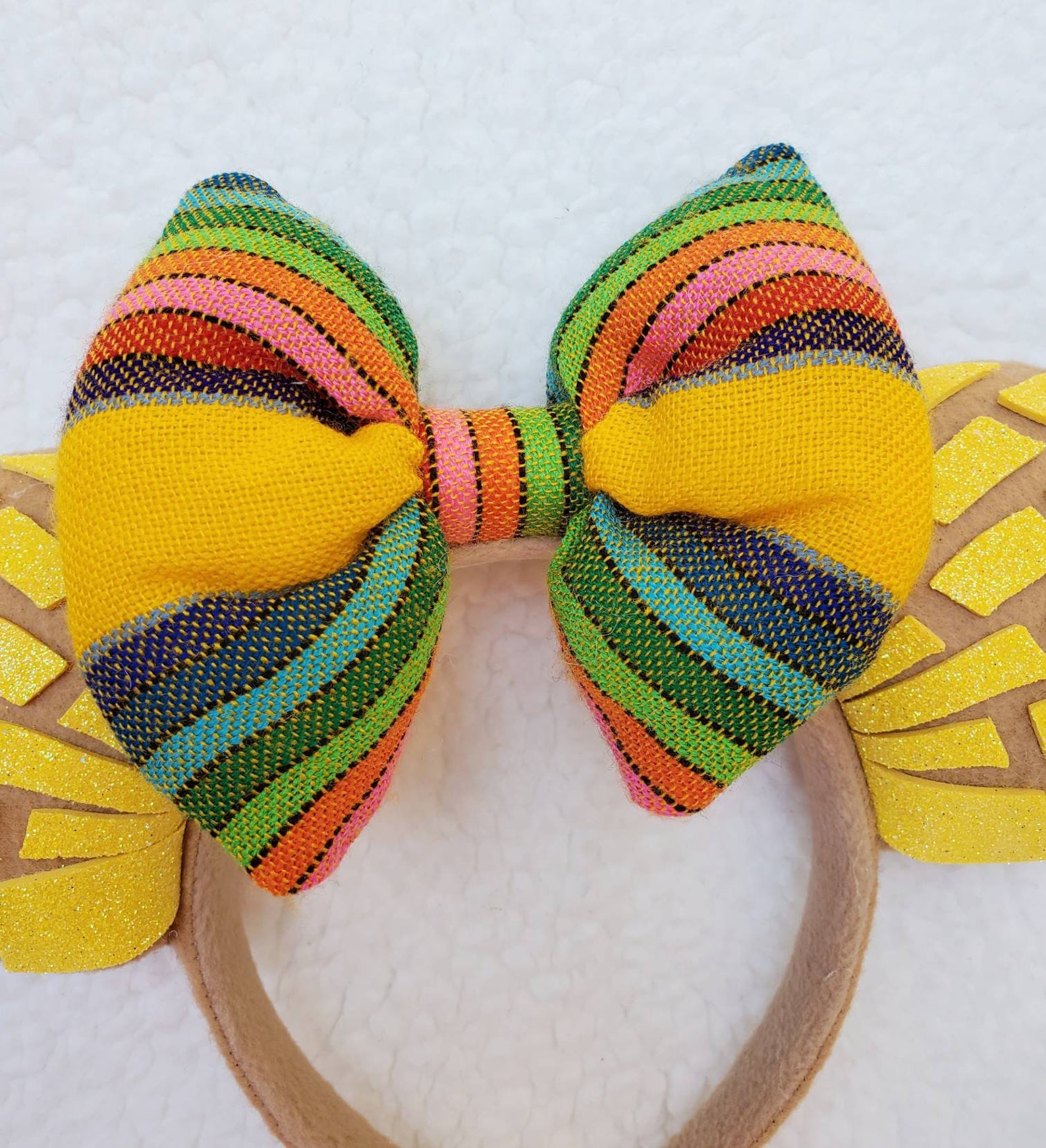 Yellow Concha With Serape Bow Minnie Mouse Ears | Etsy