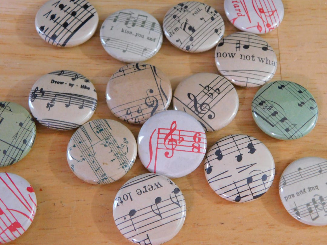 Real Antique Sheet Music Buttons, 1" Round (vintage Retro Musician ...
