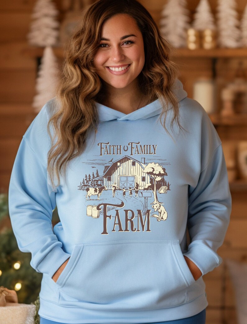 Faith Family Farm Wife Hoodie Gift, Christianity Sweatshirt Merch ...