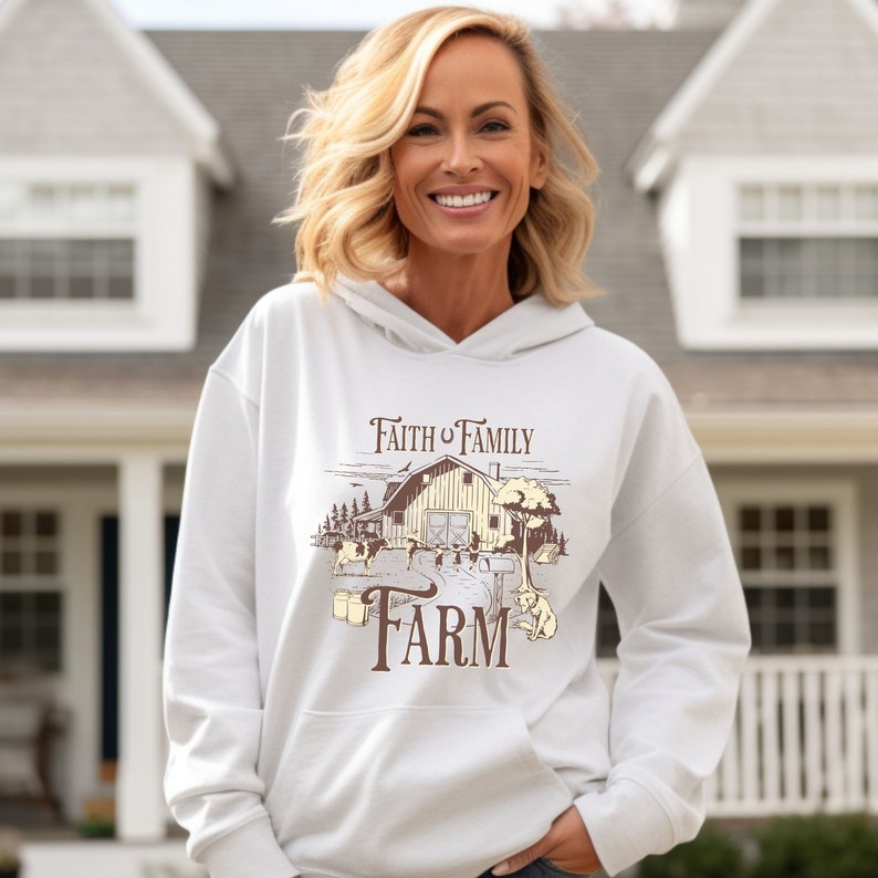 Faith Family Farm Wife Hoodie Gift, Christianity Sweatshirt Merch ...