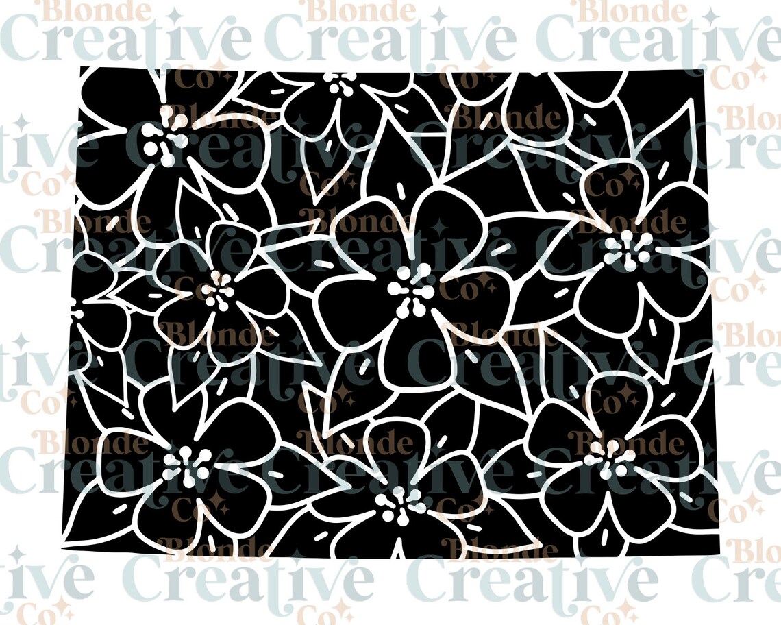 Colorado Blue Columbine Cluster | SVG, PNG, JPEG | State Outline ...