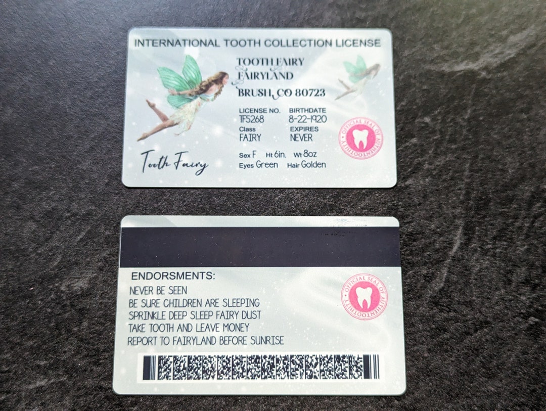 Tooth Fairy License, Driver License, Aluminum Business Card ...