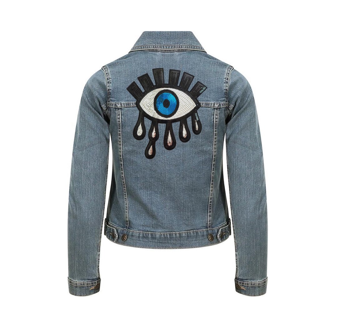 Evil Eye Denim Jacket, Sequins Evil Eye Denim Jacket - Etsy UK