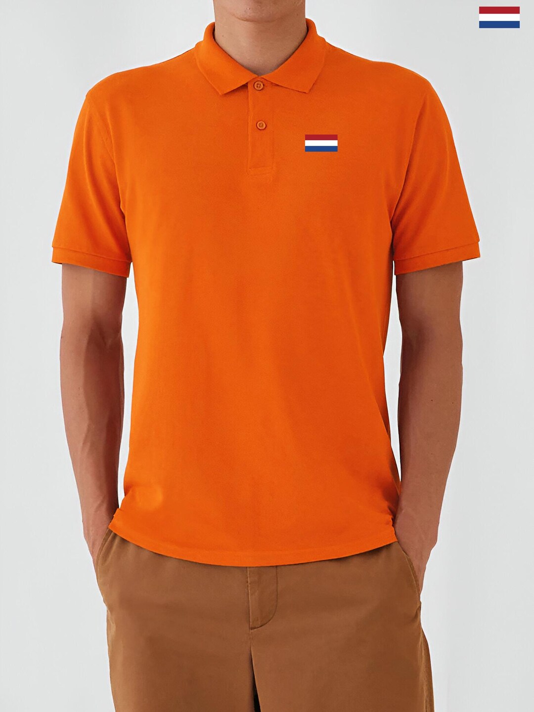 Organic Cotton Dutch Flag Polo Shirt, Netherlands Flag Polo Shirt ...
