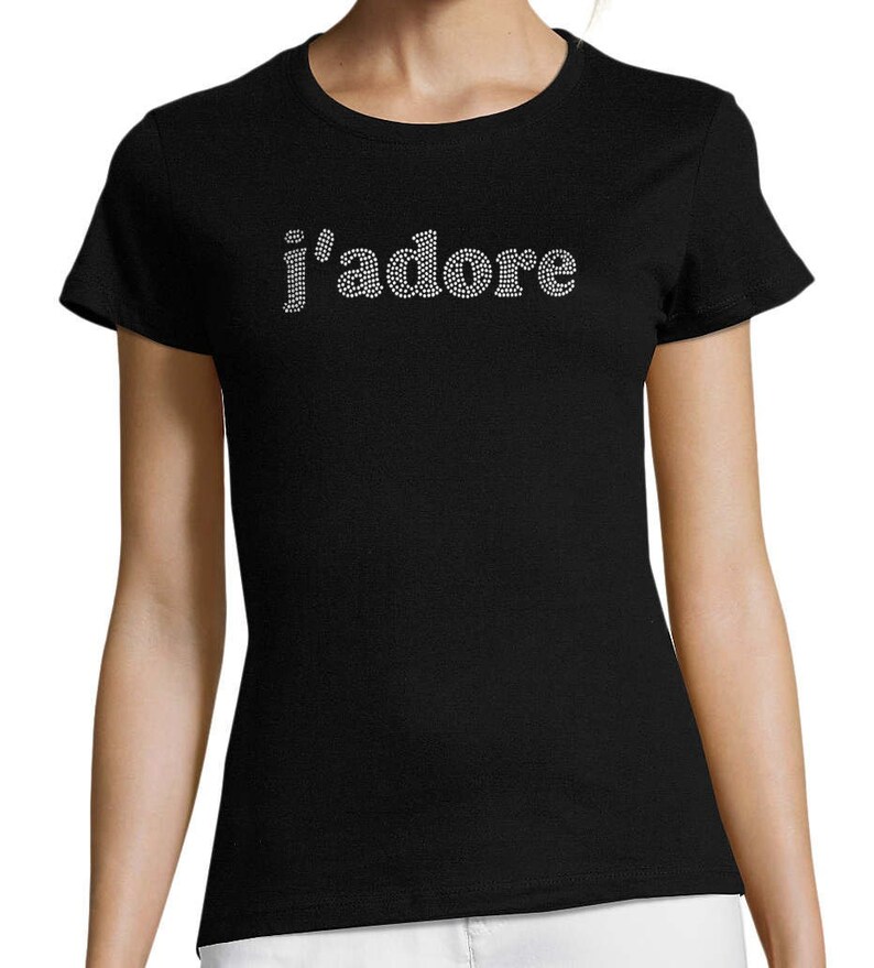 J'adore Rhinestone T-shirt, French Shirt, Size XS 8XL - Etsy