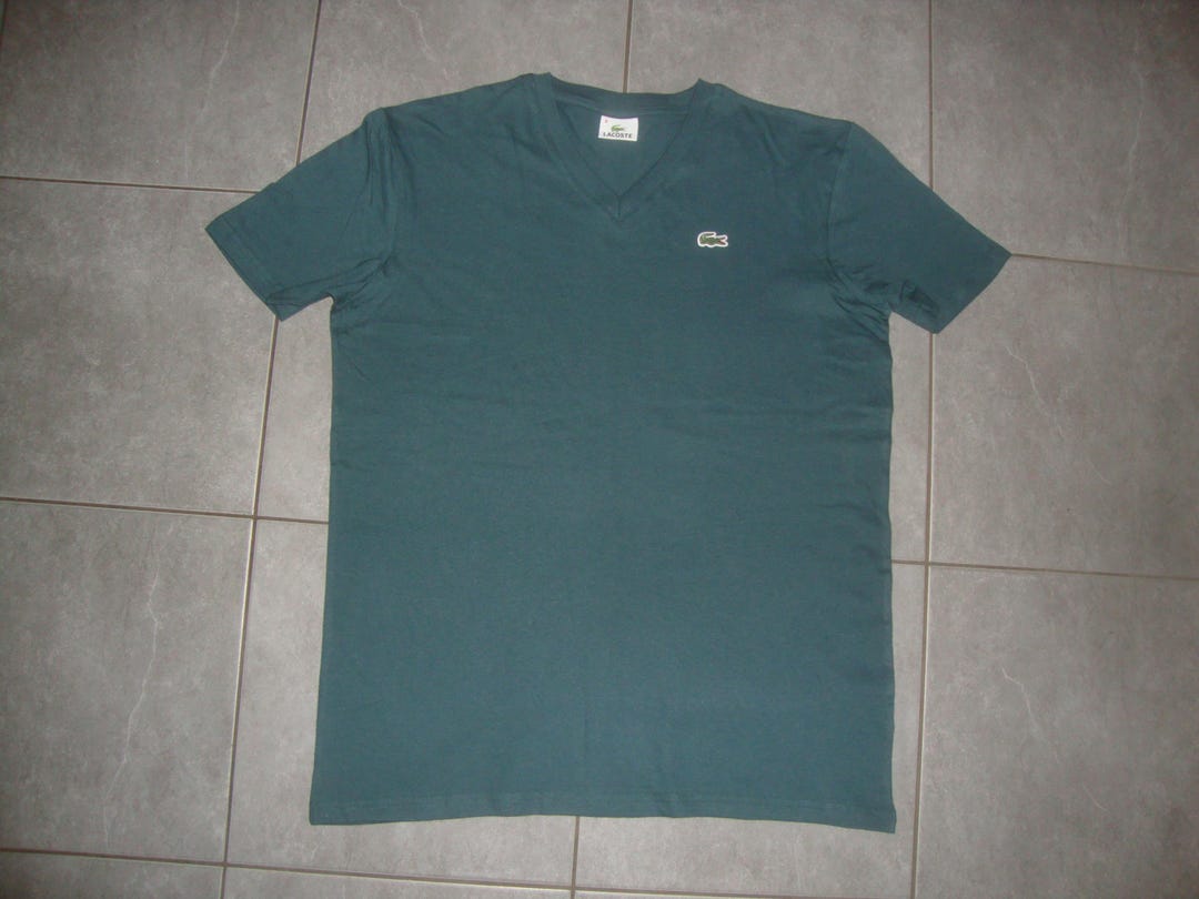 Vintage Lacoste T-shirt Teal V-neck Size Large - Etsy