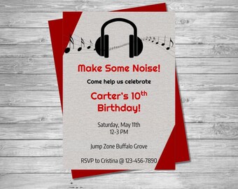 DJ Headphones Party Invitation Printable Customised - Etsy