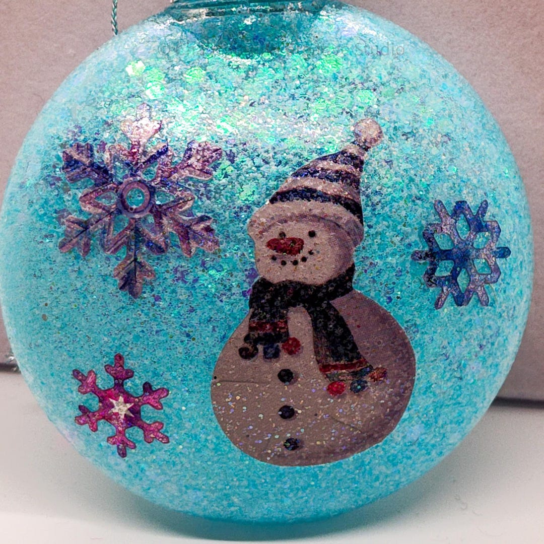 Frosty Snowbeam – Sparkling Aqua Snowman Ornament – Iridescent ...