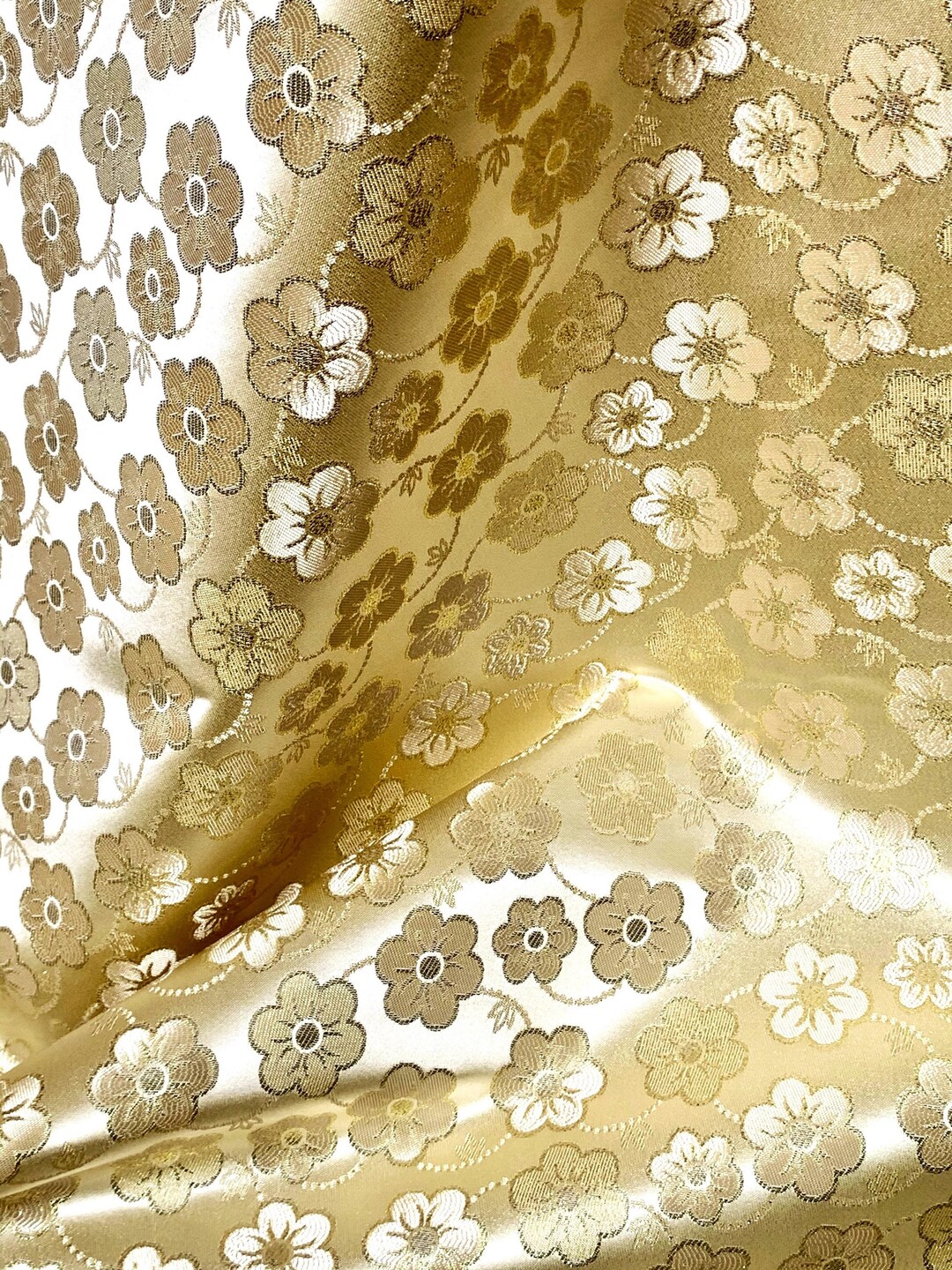 Gold Floral Brocade Jacquard Fabric 43 Wide Price 1 Yard - Etsy