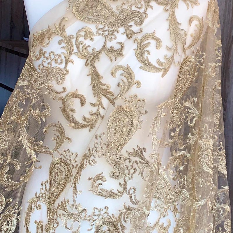 Gold Lace Fabric - Etsy