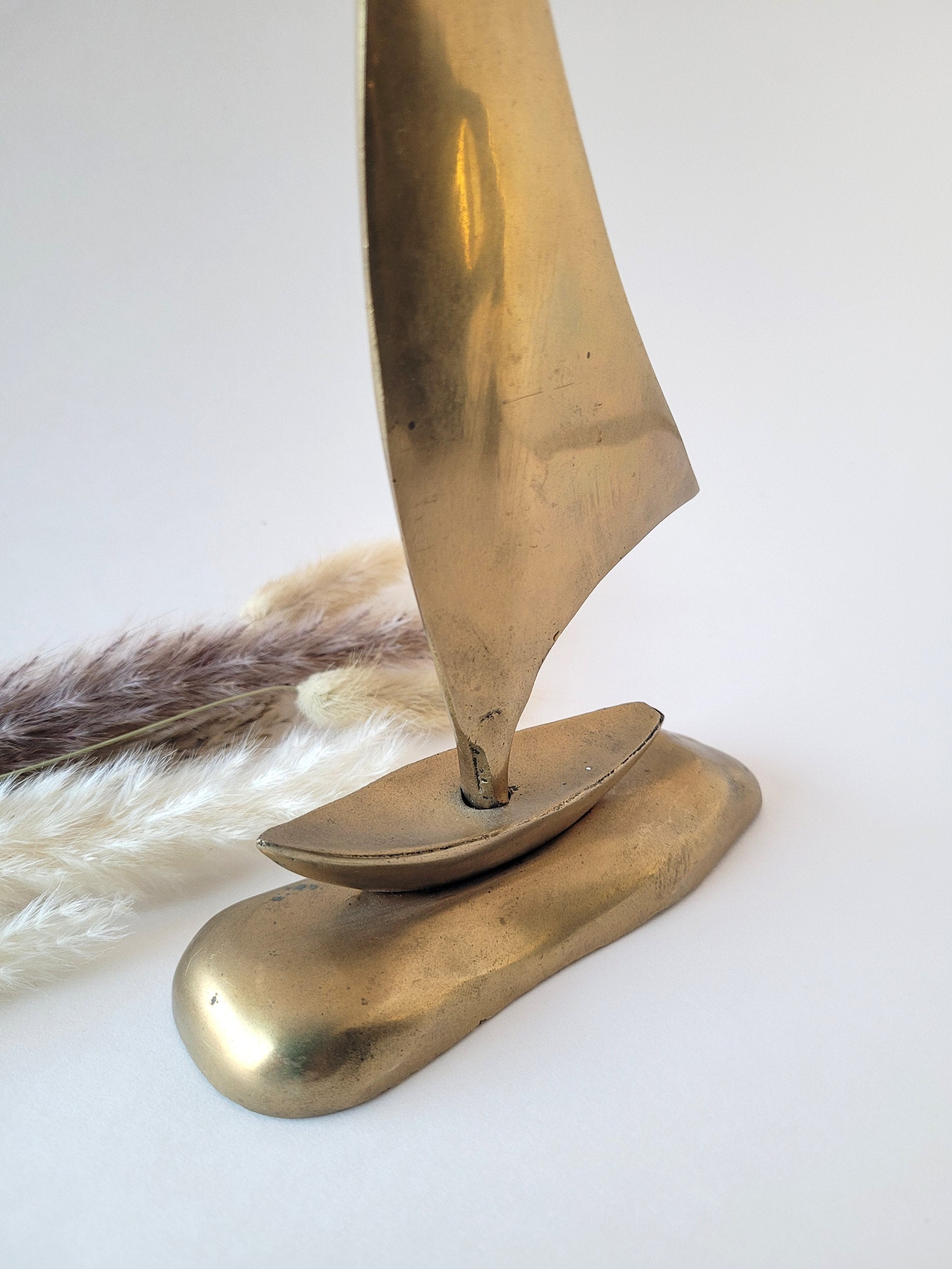 Vintage Solid Brass Sailboat / Vintage Nautical Brass Decor / Mid ...