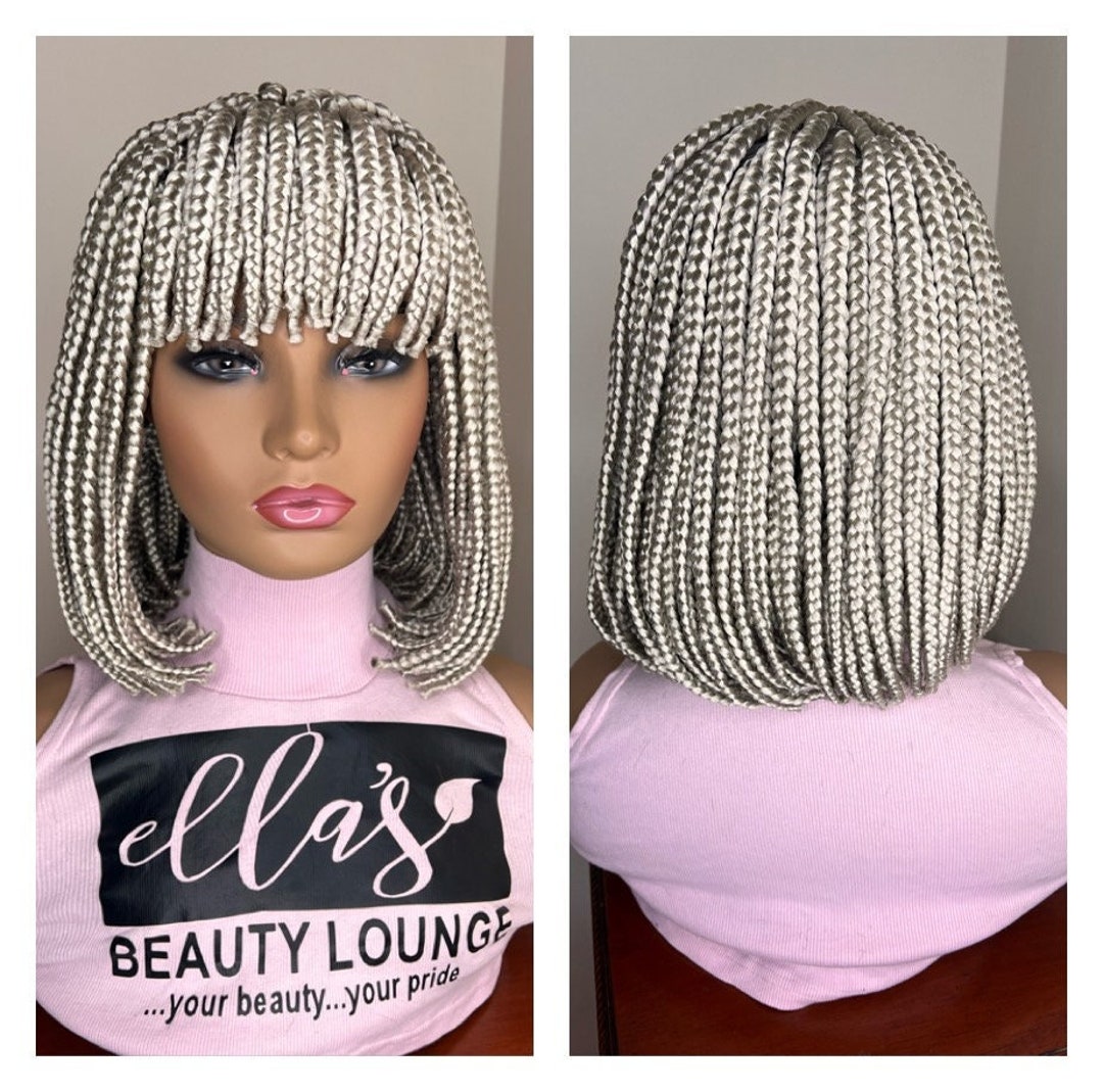Silver-like Fringe Box Braided Wig Made on 4x4 Closure - Etsy