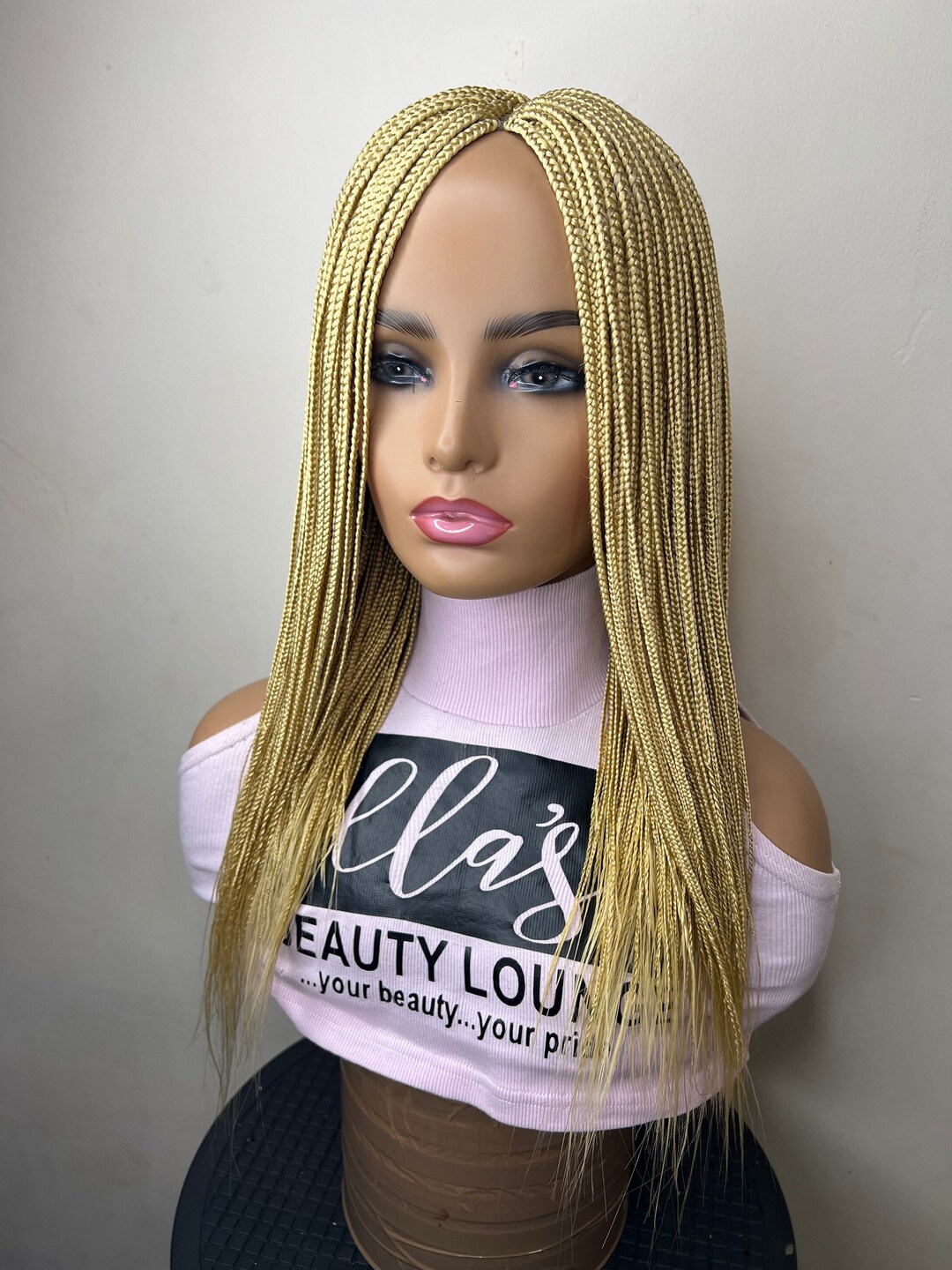 Box Braided Blonde Wig: 2x4 Lace Closure, Color 613 - Etsy