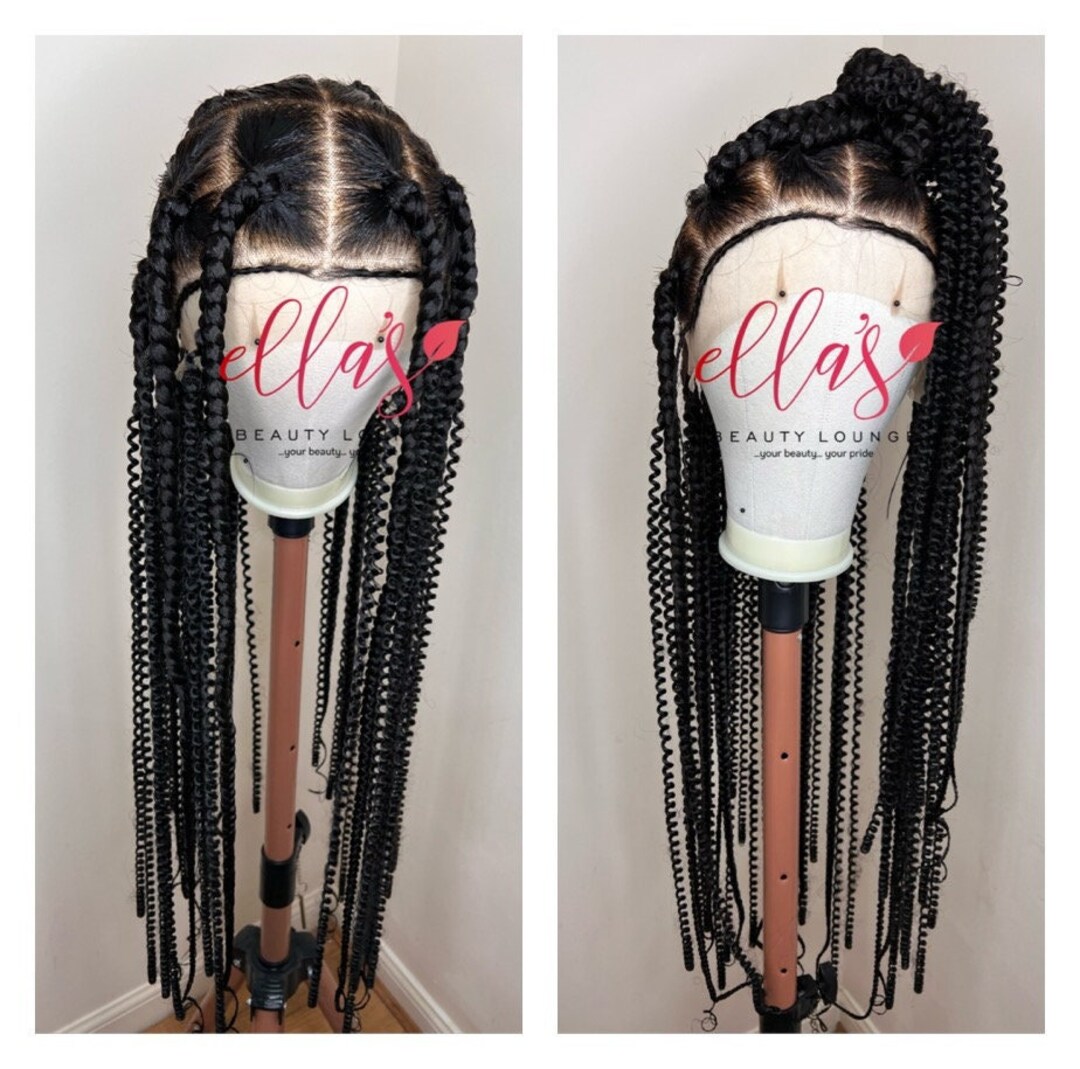 Large Boho Knotless Box Braids on a Full Lace Wig - Etsy