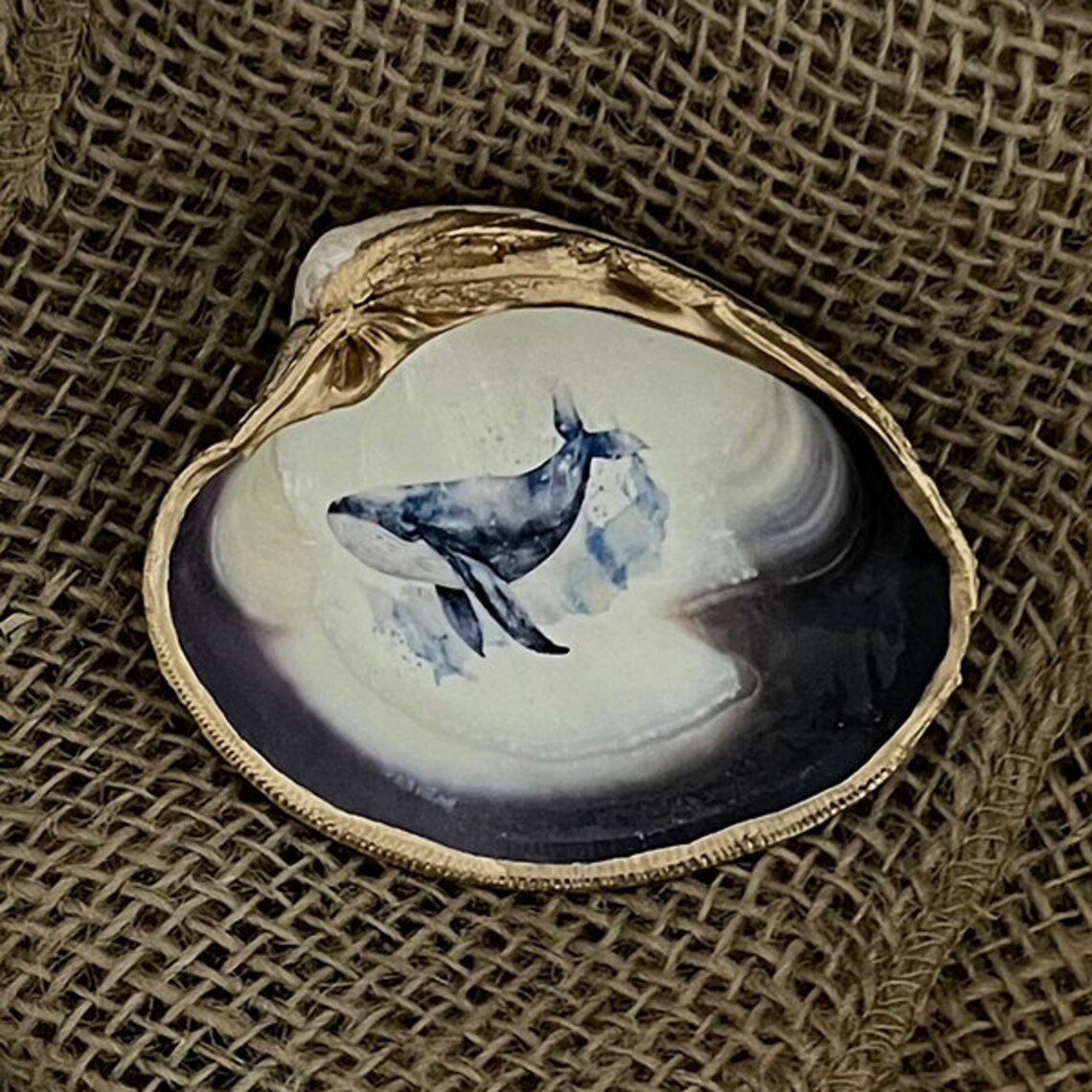 Whale Orca Trinket Dish. Quahog Shell. Wampum Clam Shells. Purple ...