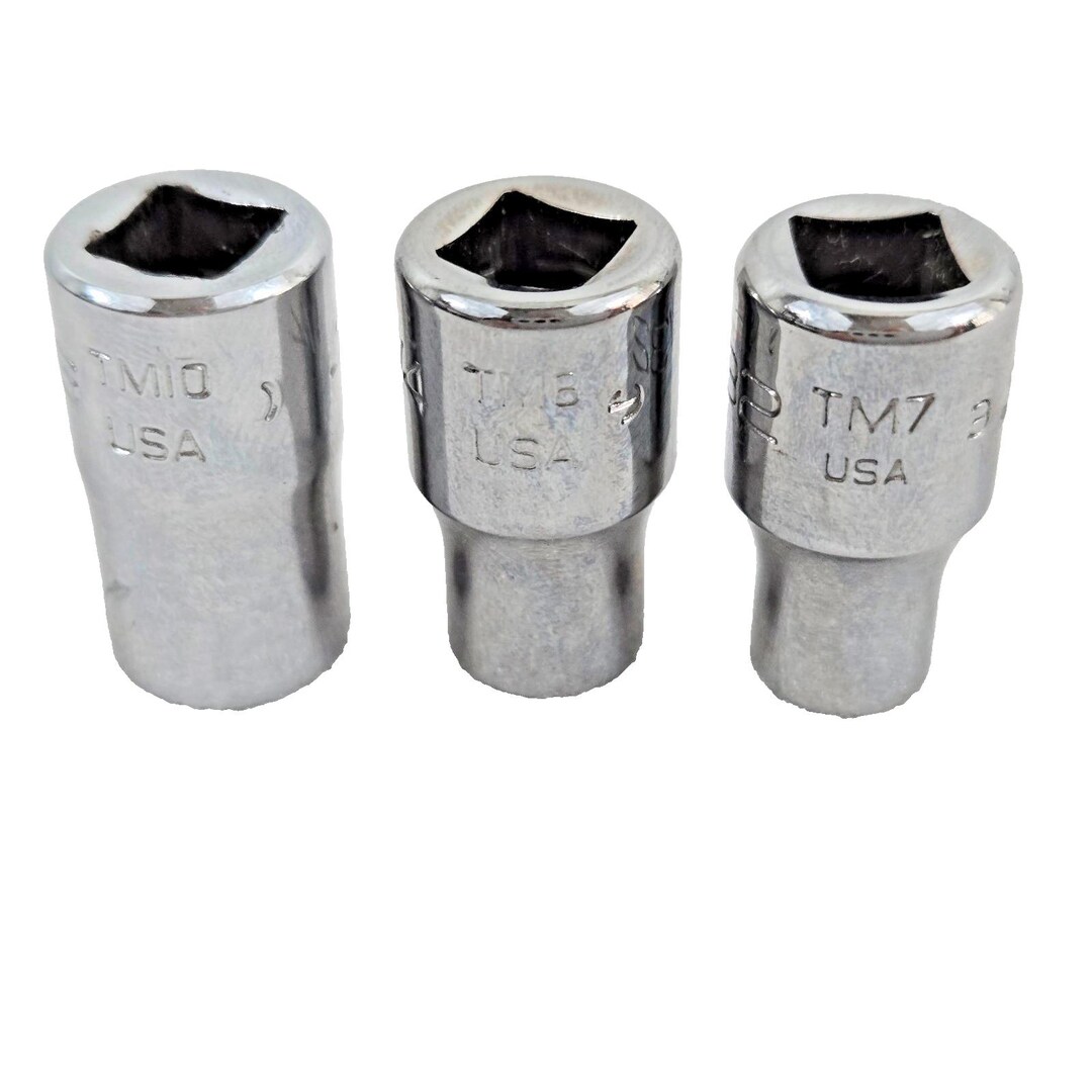 Vintage 3pc Set Snap-on 1/4" Drive 6-point SAE Shallow Sockets TM10 ...