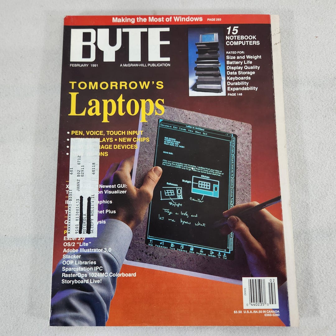 BYTE Magazine Vintage February 1991 Tomorrow's Laptops 15 Notebook ...