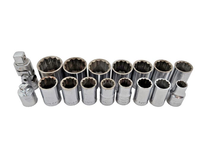 Vintage Craftsman V-series Socket Set, 17 Pc SAE 1/2" Drive With ...