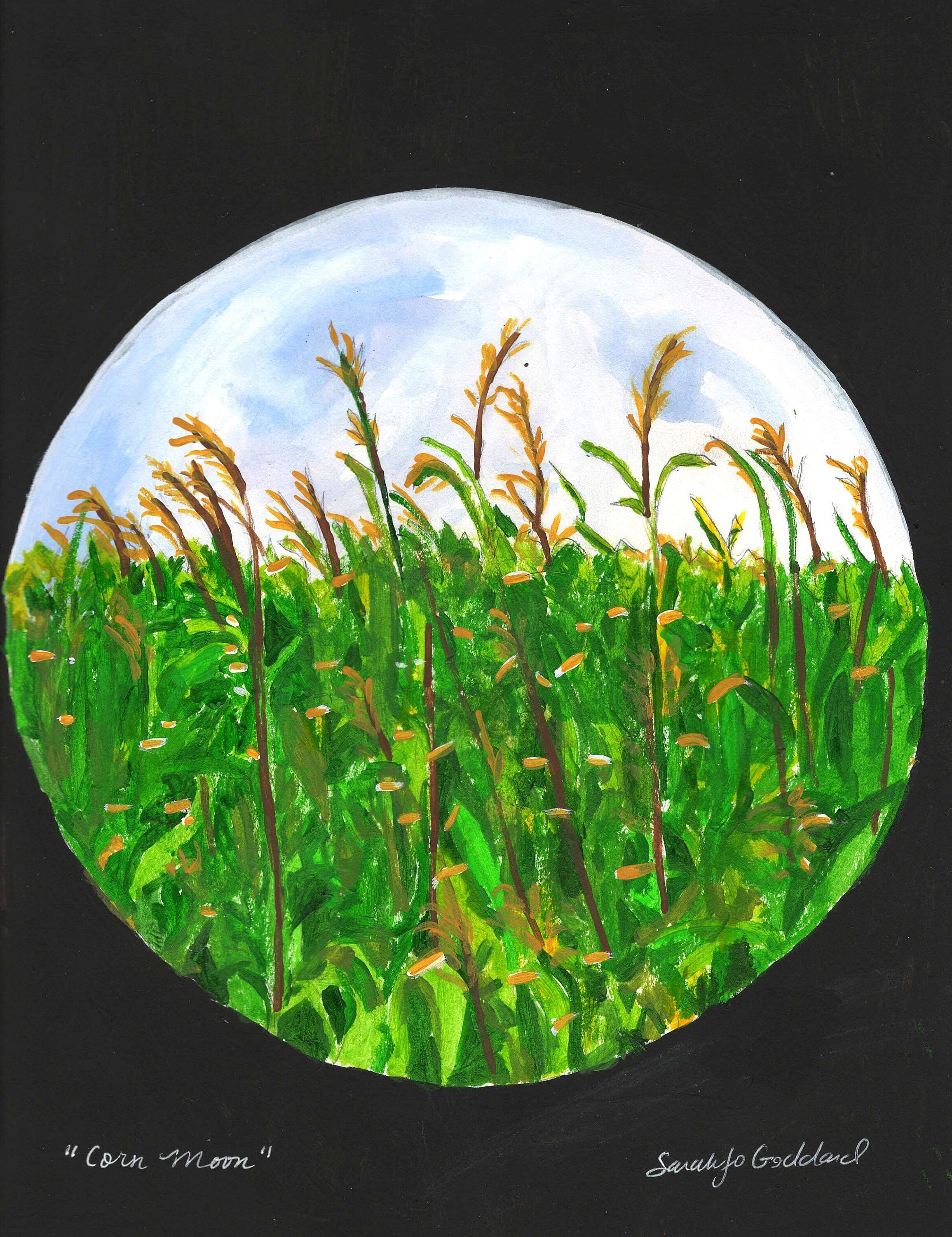 Corn Full Moon Illustration Printable 8x10 September Farmers | Etsy