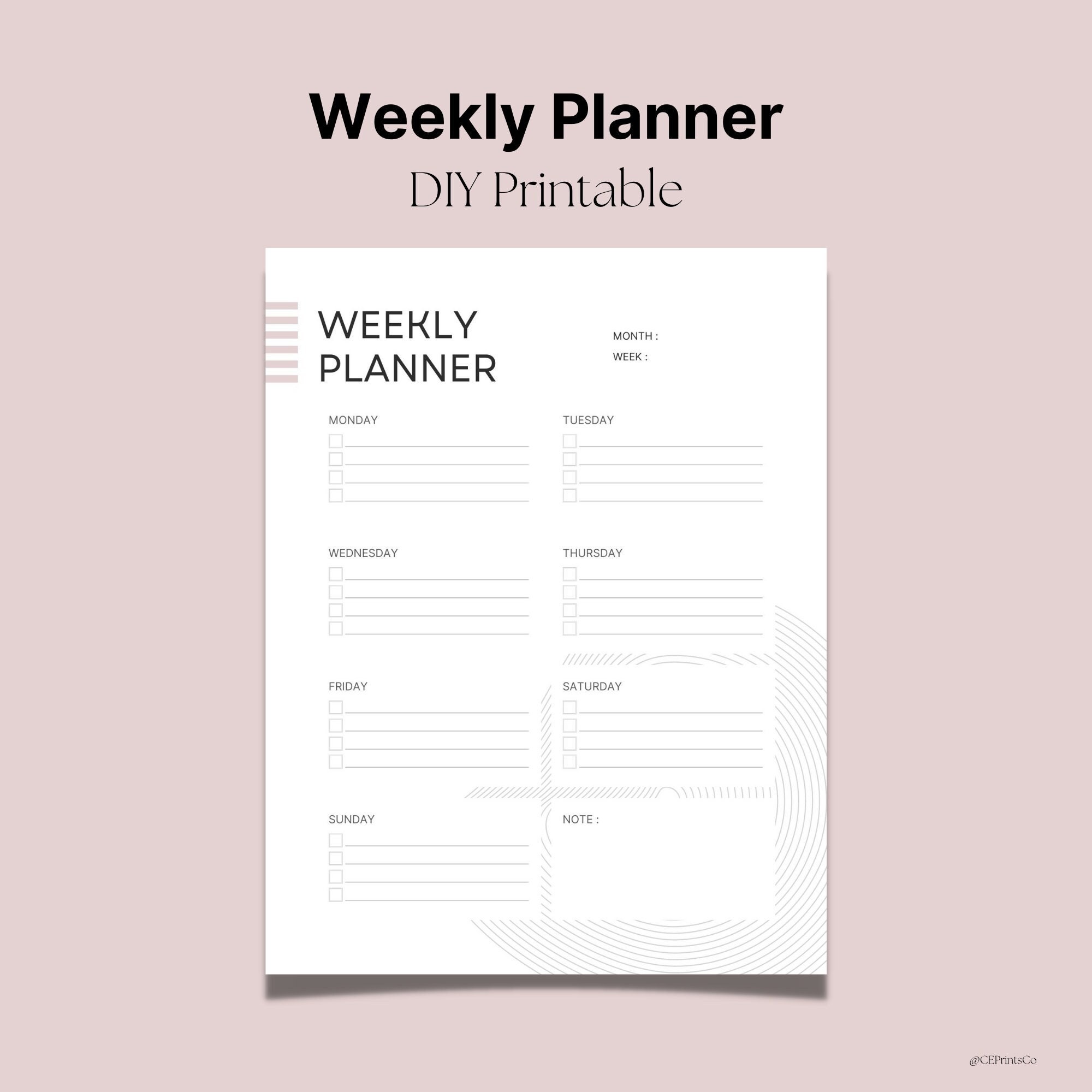 Weekly Planner Printable, DIY Planner, Weekly Planner Agenda, Weekly to ...
