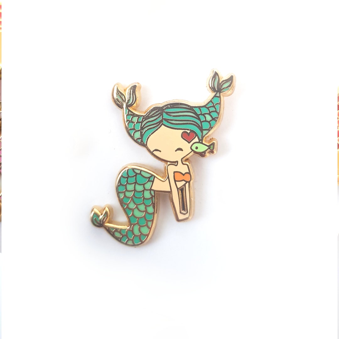 Kawaii Pisces Zodiac Mermaid Enamel Pin - Etsy