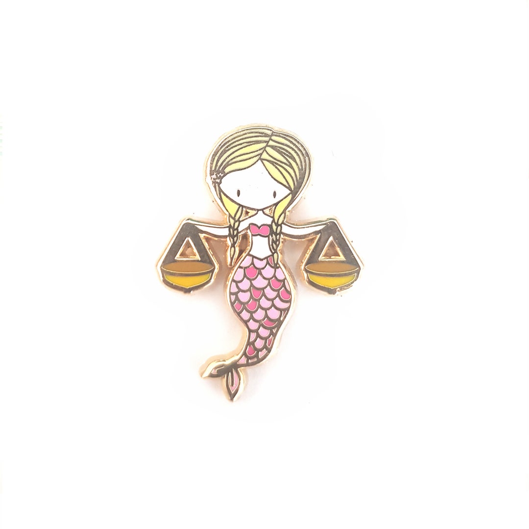 Kawaii Libra Zodiac Mermaid Enamel Pin - Etsy