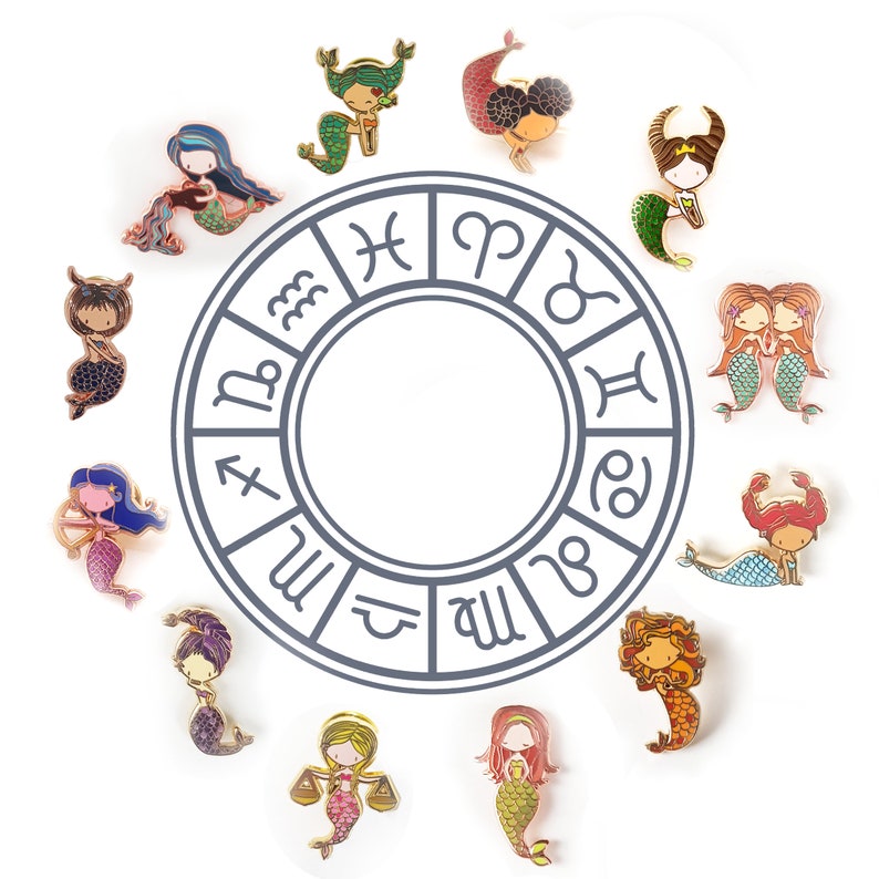 Kawaii Libra Zodiac Mermaid Enamel Pin - Etsy