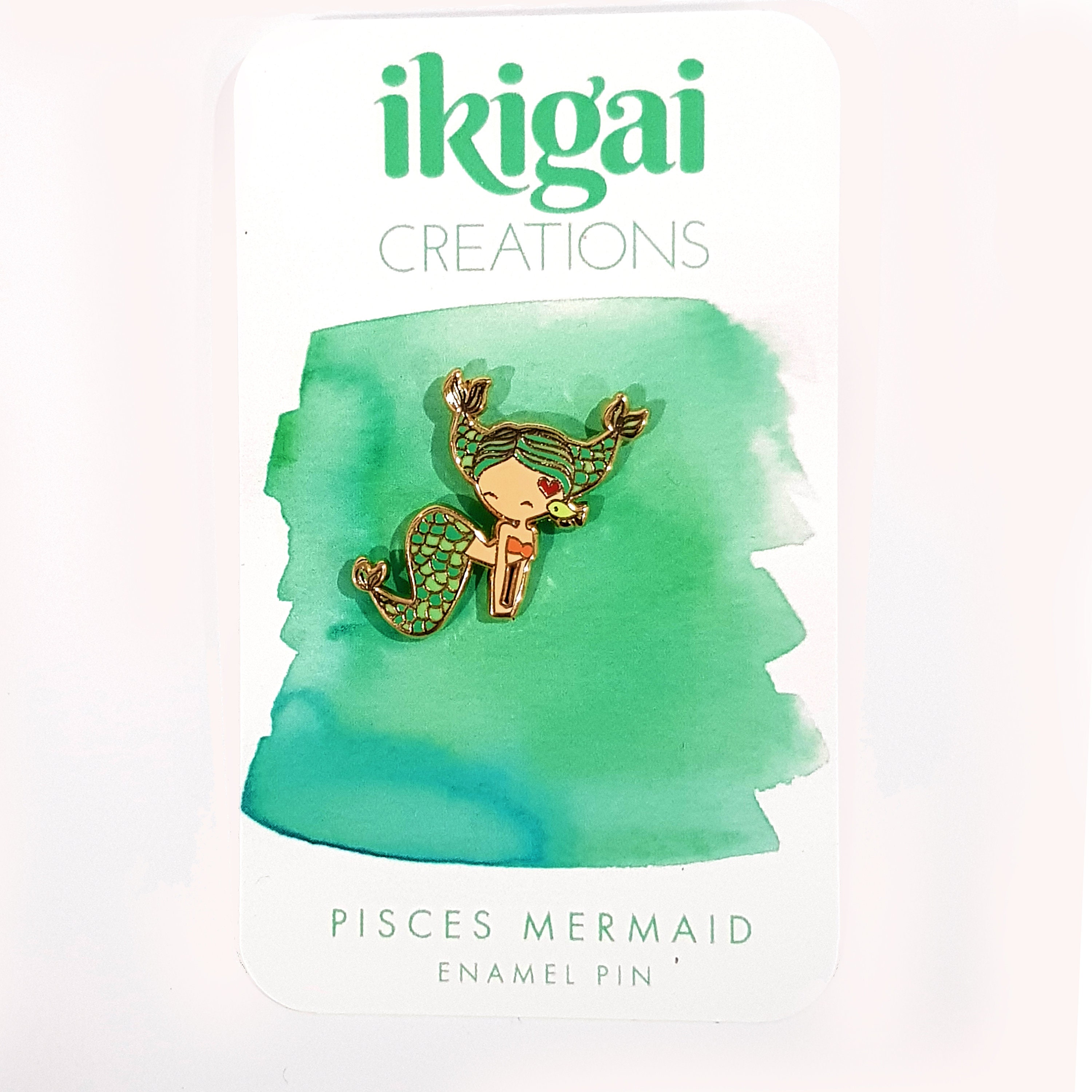 Pisces Zodiac Mermaid Enamel Pin | Kawaii Astrology Pin | Cute 1" Star ...