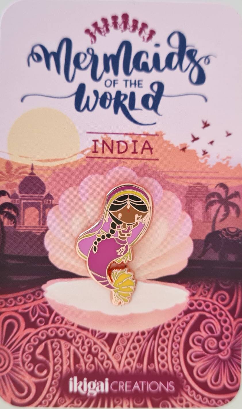 Mermaid of India Hard Enamel Pin, Mermaids of the World - Etsy