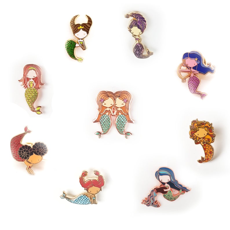 Tiny Gemini Zodiac Mermaid Enamel Pin Gemini Star Sign Lapel | Etsy