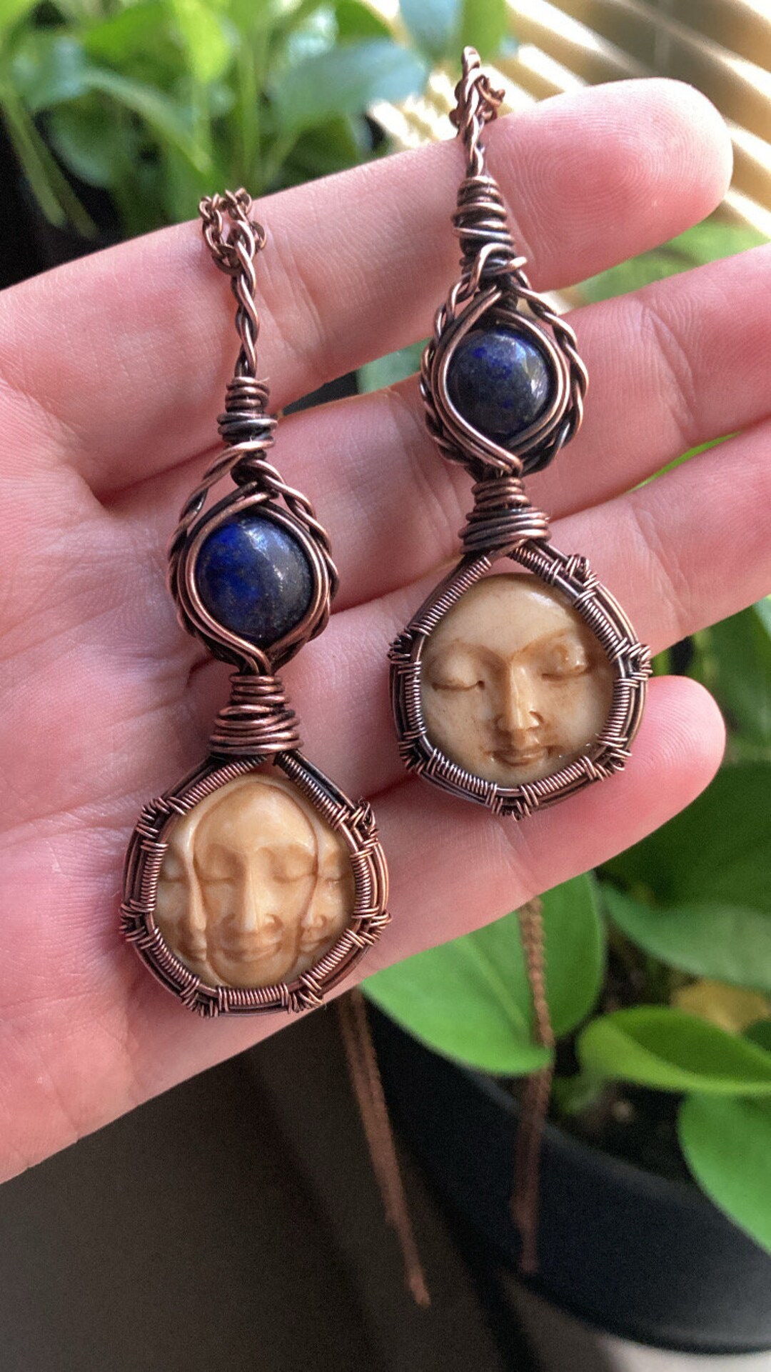 CELESTIALLY CENTERED PENDANTS// Moon Pendant// Lapis Lazuli Pendant ...