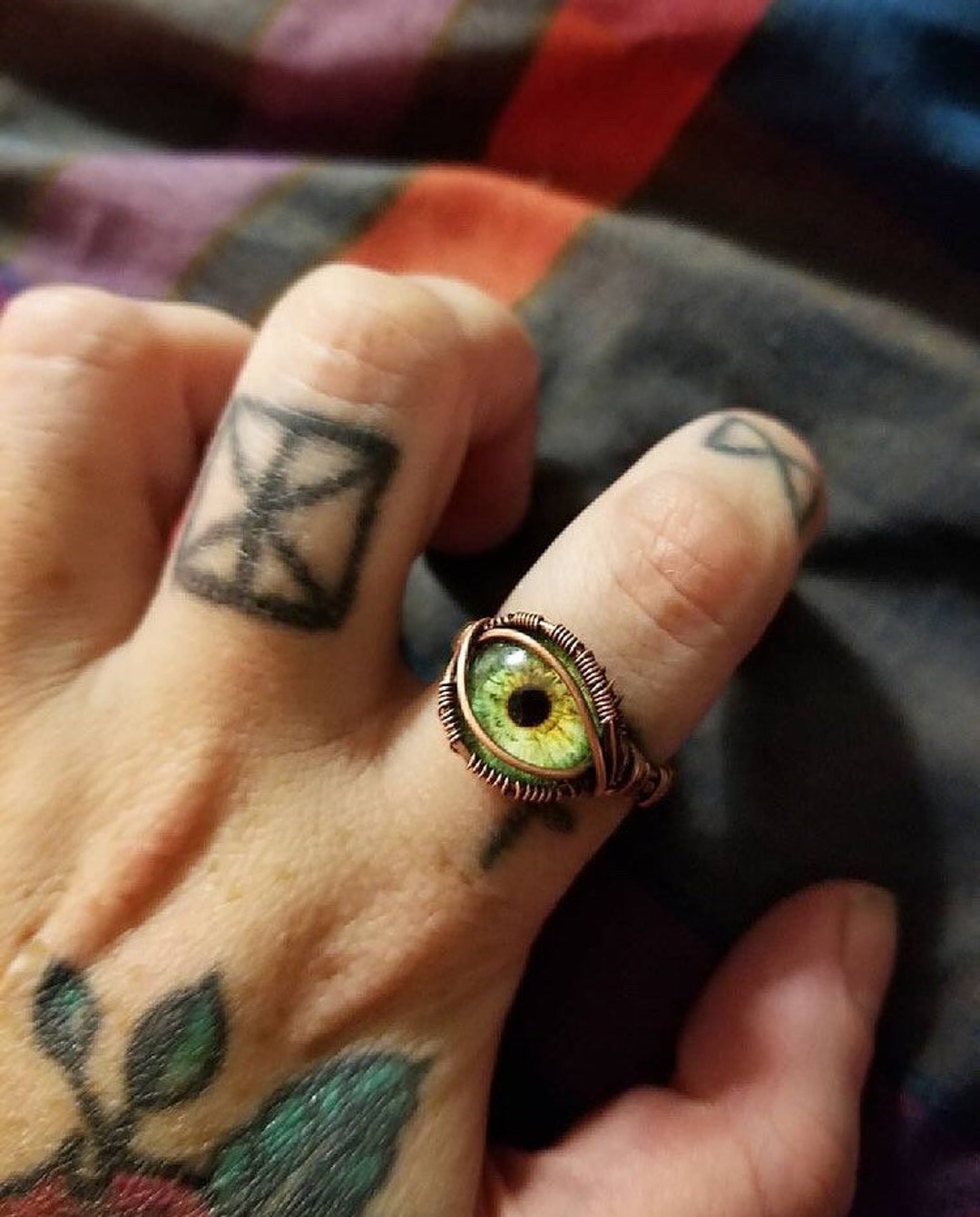 Awakening Eye Ring Glass Eye Ring Eye Jewelry Evil Eye Ring Wire Wrapped Ring Blue Eye
