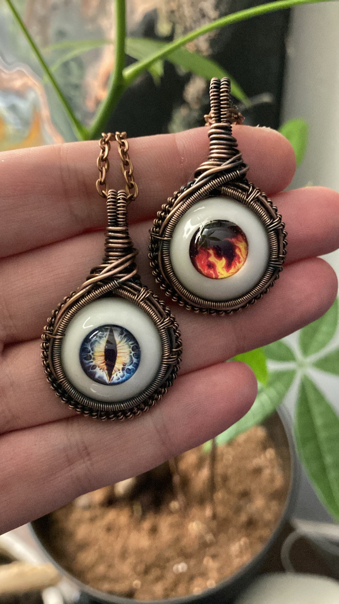 AWAKENING EYE PENDANTS// Dragon Eye// Necklace Stack//wire Wrapped ...