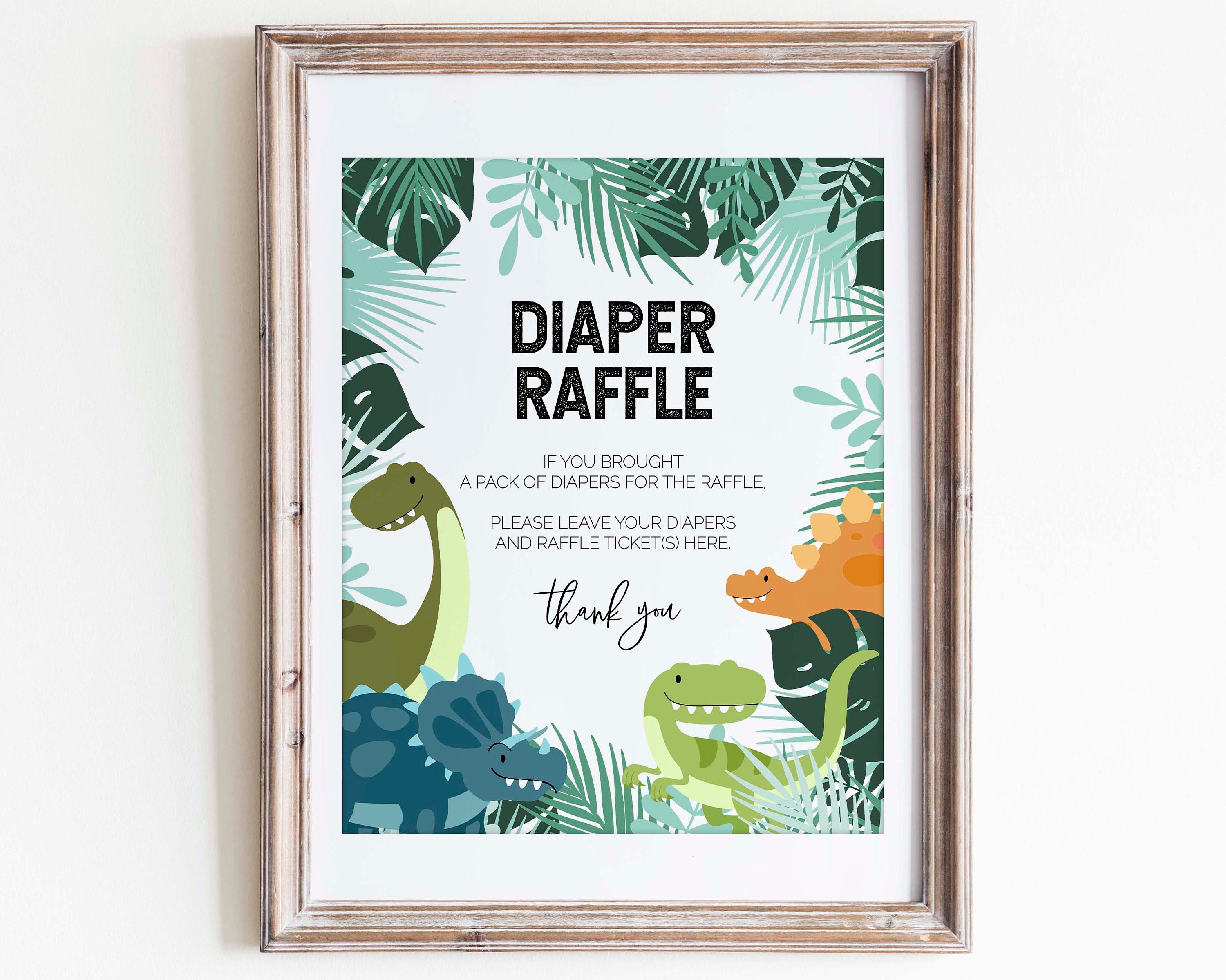 Diaper Raffle Sign for Dinosaur Baby Boy Shower | PRINTABLE | INSTANT ...