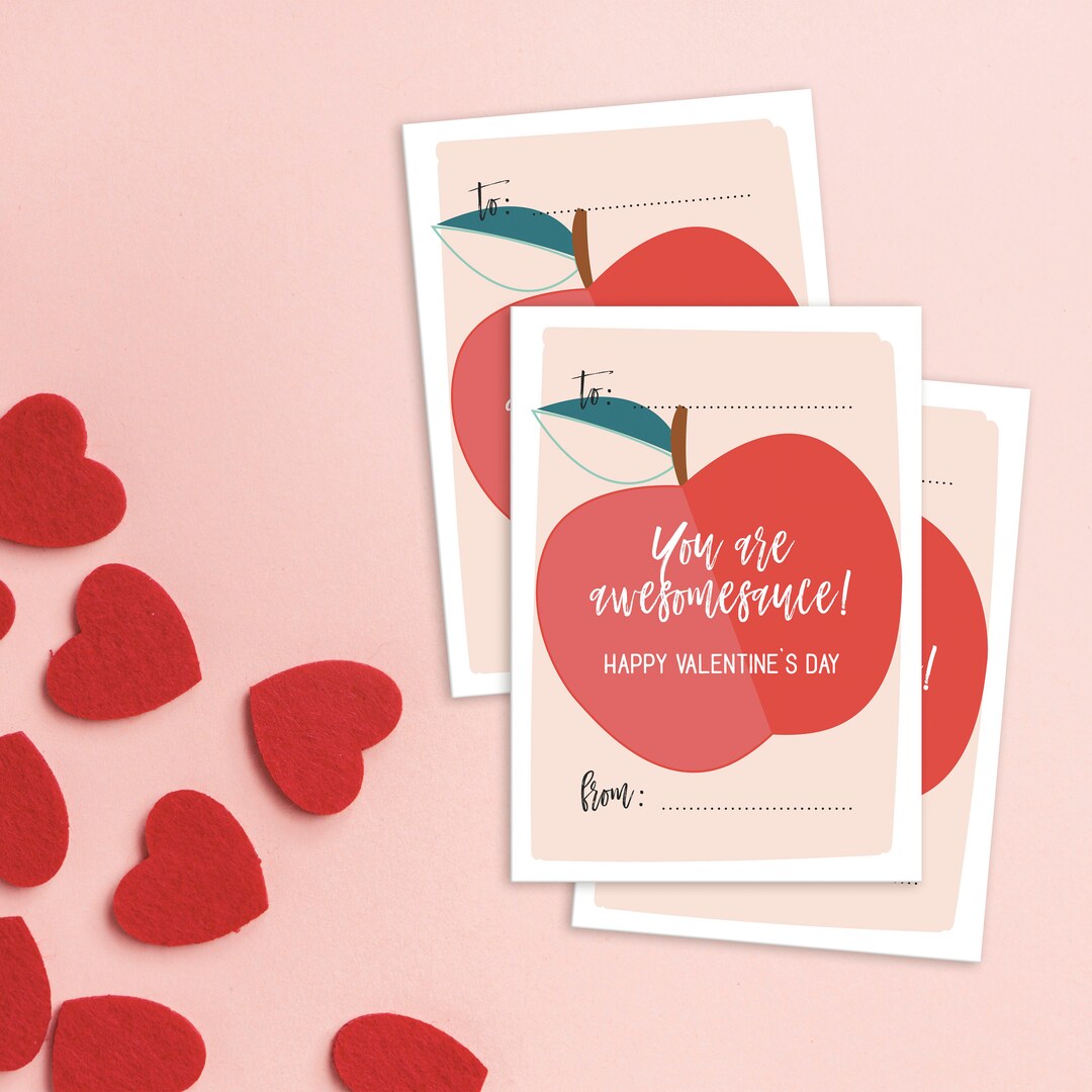 Applesauce Classroom Valentines Day Cards for Kids School Exchange ...