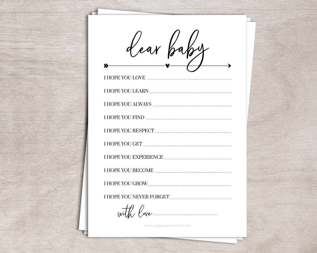 Wishes for Baby Cards | PRINTABLE | INSTANT DOWNLOAD Baby Shower Games ...