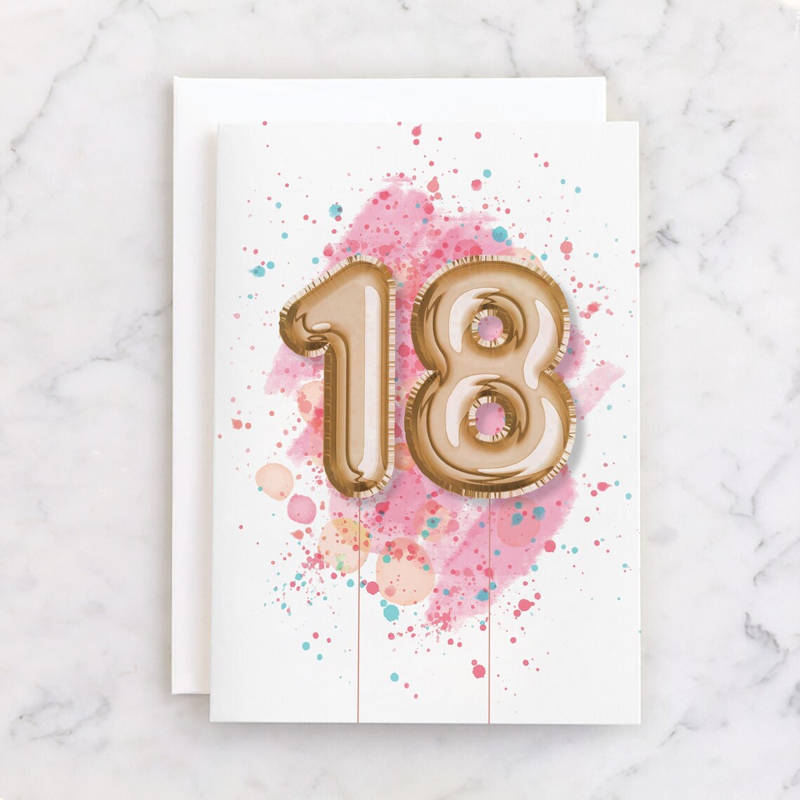 PRINTABLE 18th Birthday Card for Her INSTANT DOWNLOAD | Eighteen - Etsy