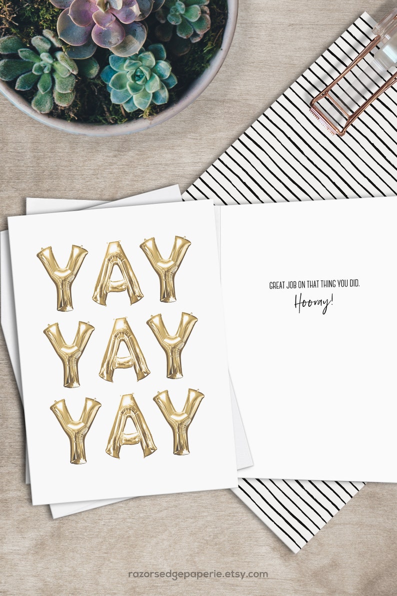 PRINTABLE Congratulations Card INSTANT DOWNLOAD Yay Hooray Congrats ...