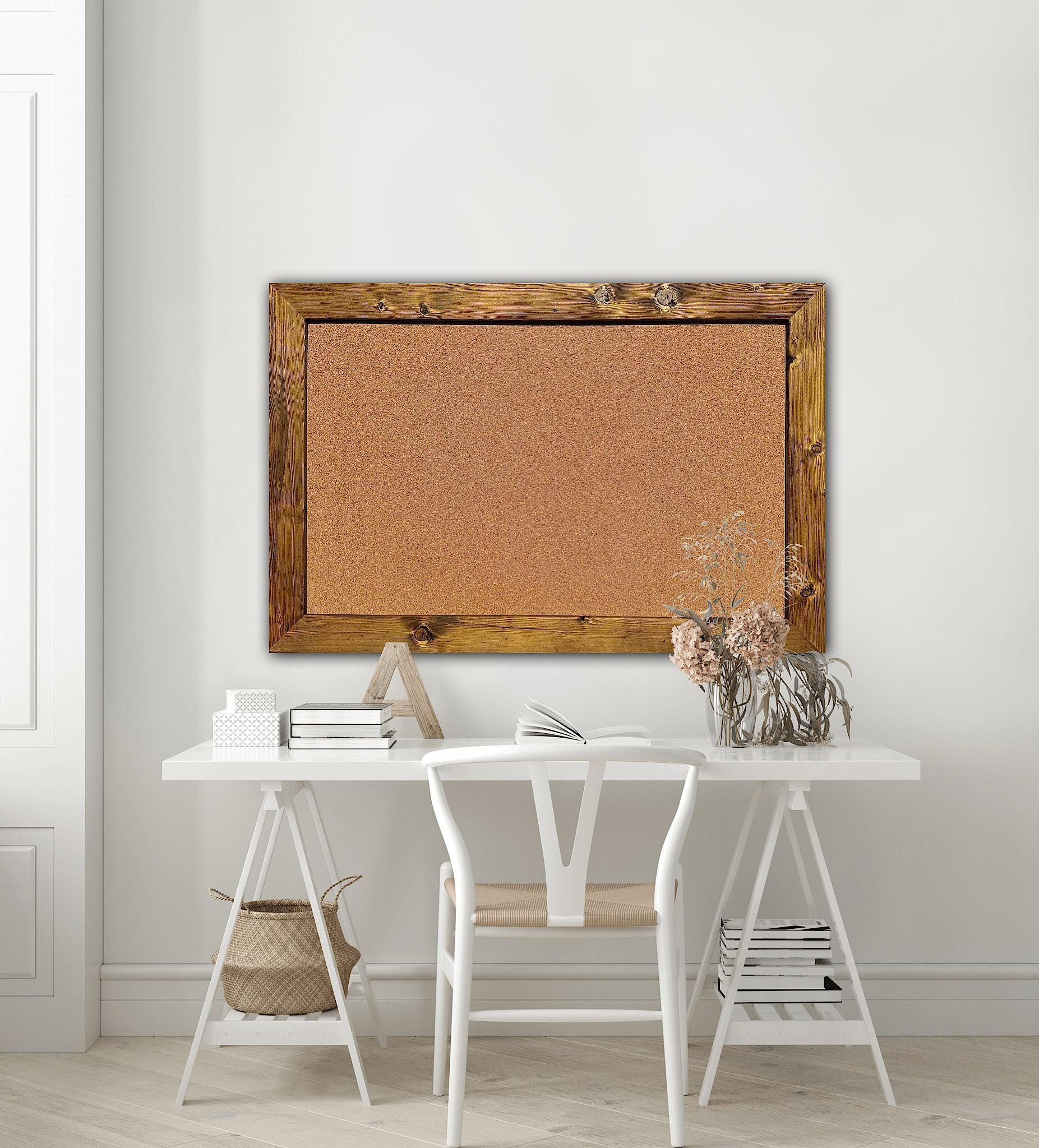 Framed Cork Board 24x36, Rustic Wood Bulletin Board - Etsy