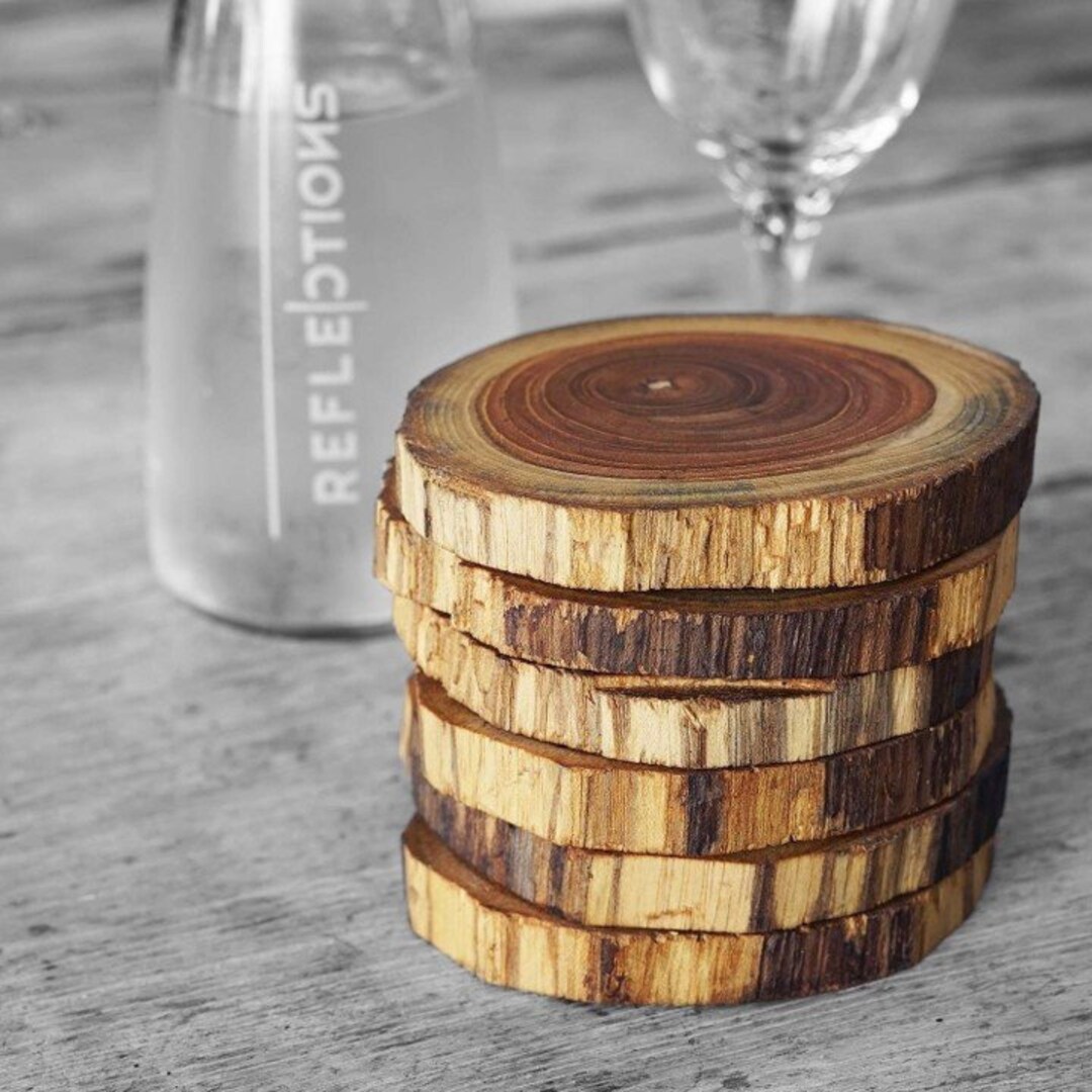 Rustic Wooden Coffee Coasters rosa set 6 Pcs - Etsy UK