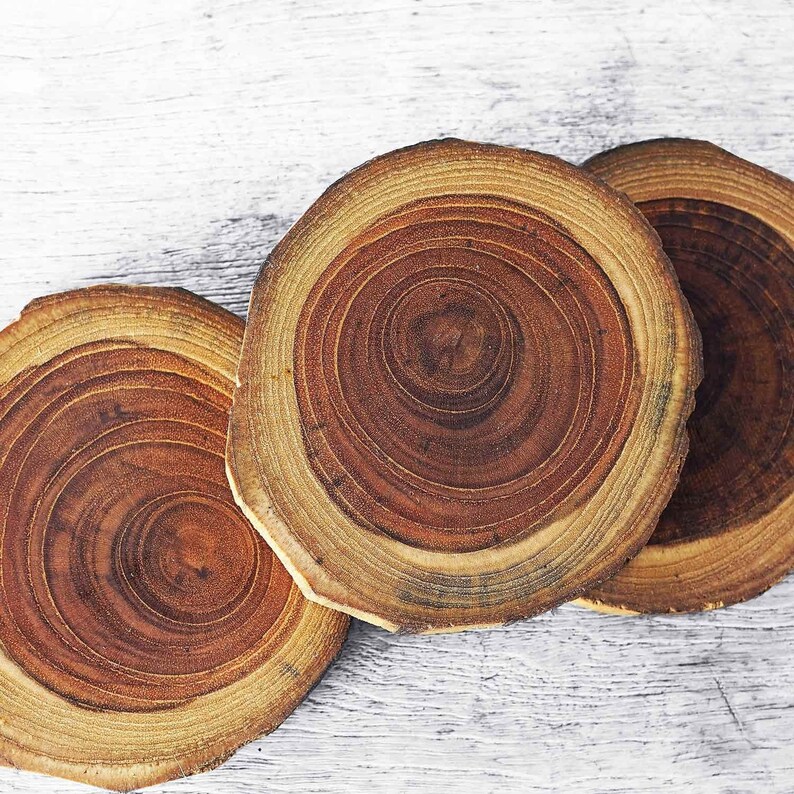 Rustic Wooden Coffee Coasters rosa set 6 Pcs - Etsy UK