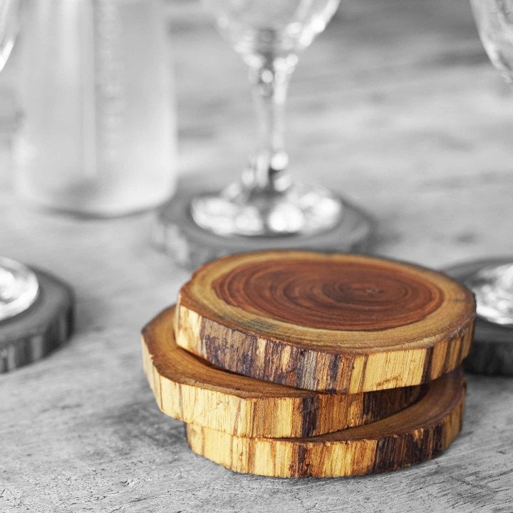 Rustic Wooden Coffee Coasters rosa set 6 Pcs - Etsy UK