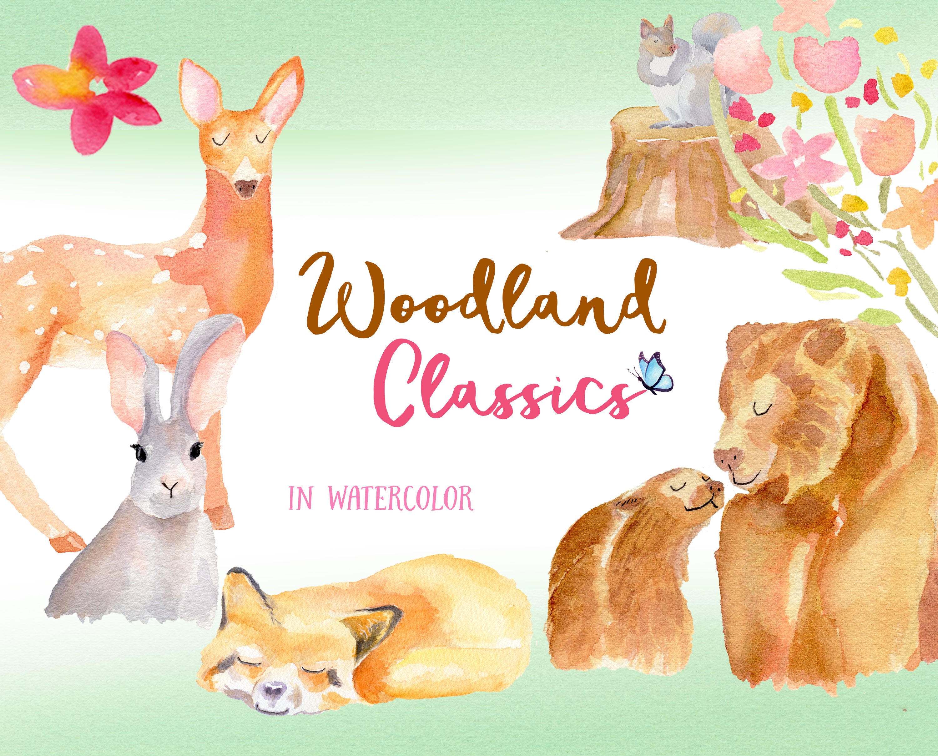 Woodland Animals Clipart, Animal Clipart, Woodland Clipart, Watercolour ...