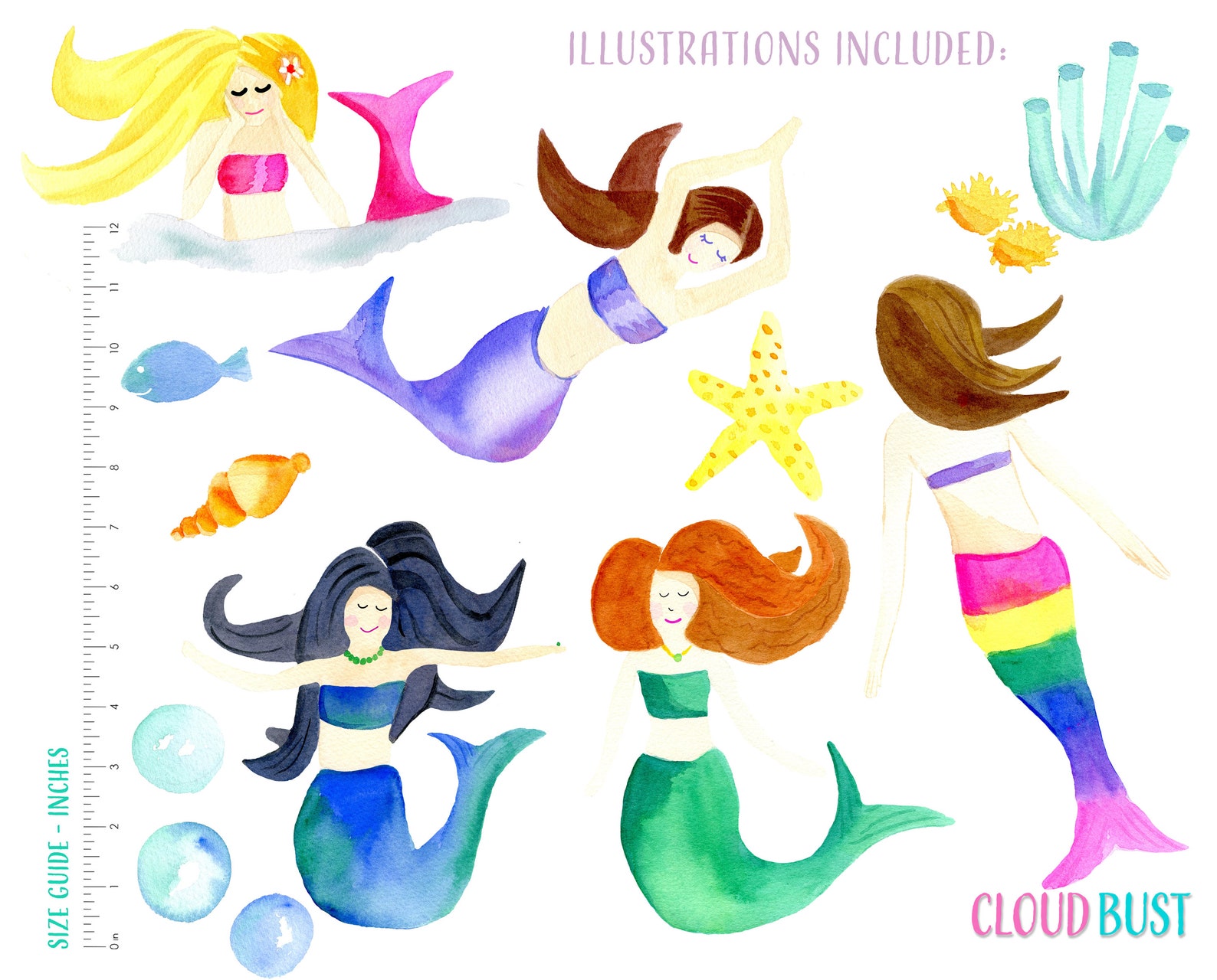 Mermaid Clipart, Mermaid Party, Mermaids Clipart, Mermaid PNG ...