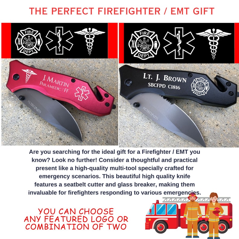 Personalized Firefighter Rescue Pocket Knife: Firefighter, EMT ...
