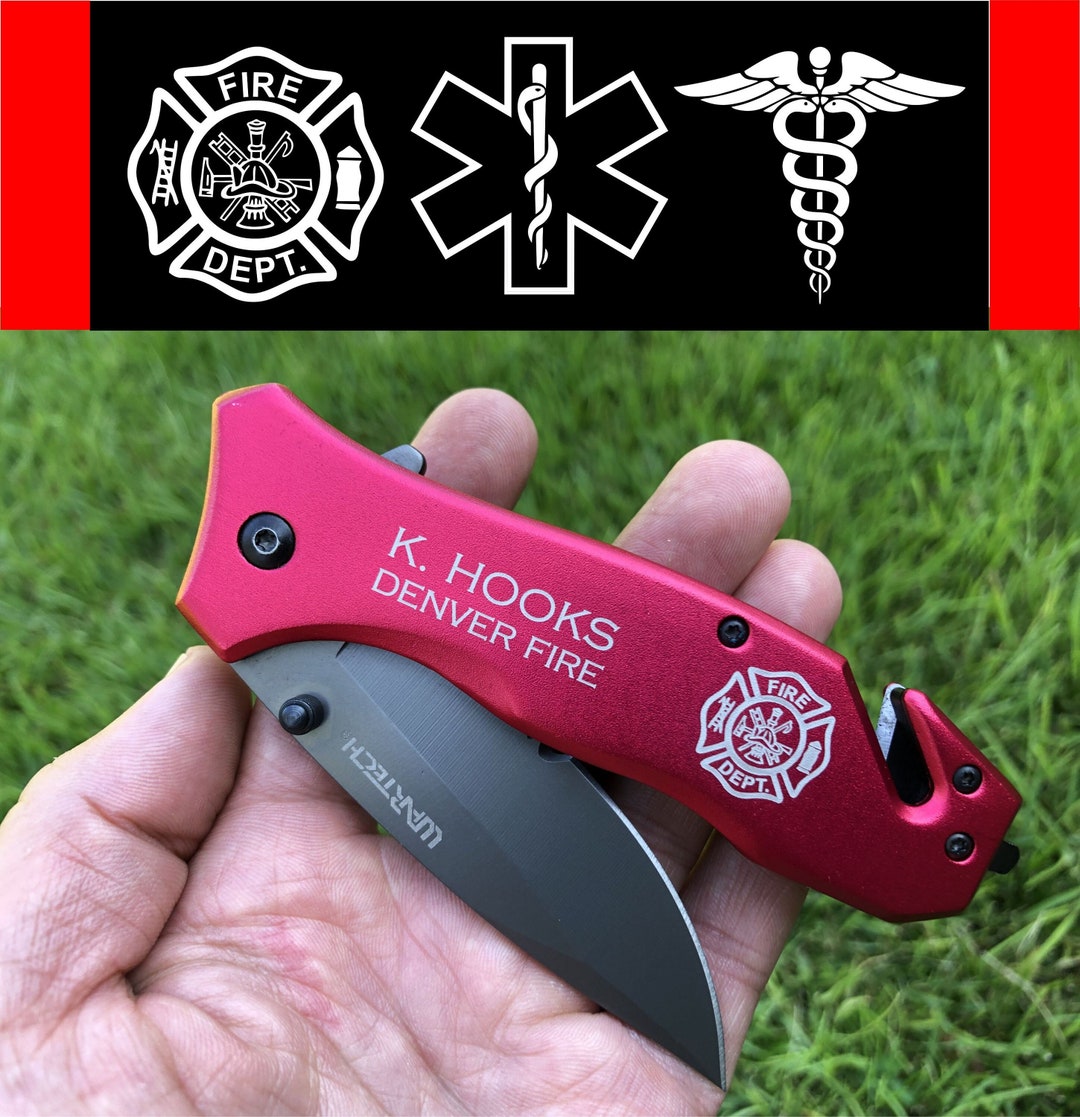 Personalized Engraved Rescue Pocket Knife: Firefighter EMT Gift - Etsy