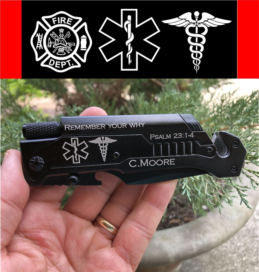 Star of Life EMT Pocket Knife: Flash Light, First Responder, Fire ...